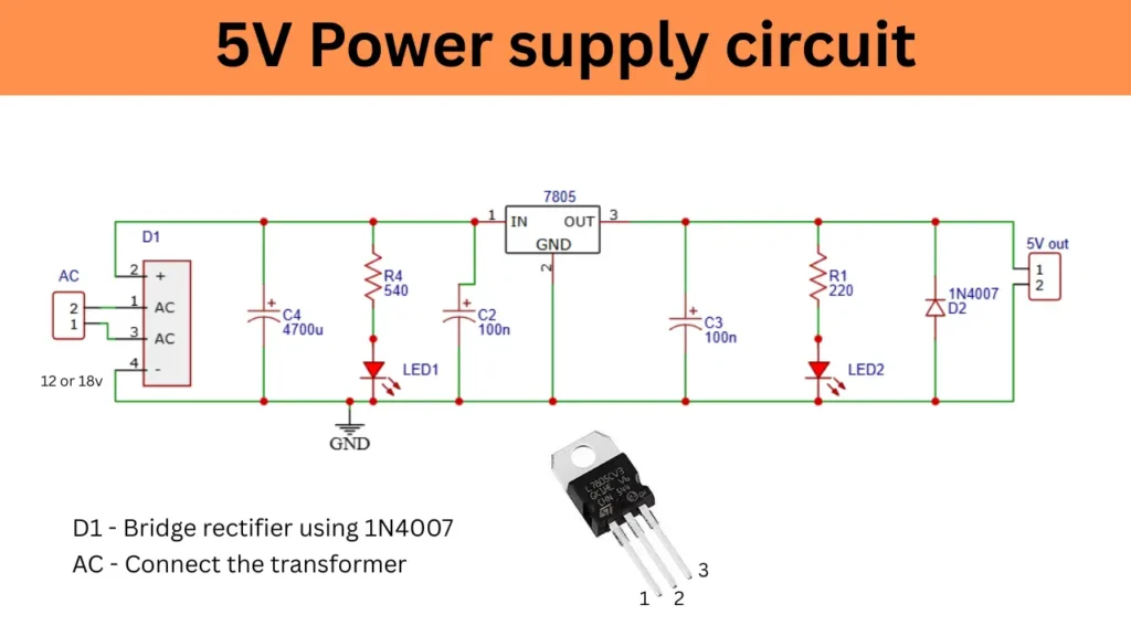 How to Build a 5V Power Supply from AC Mains Using a Transformer